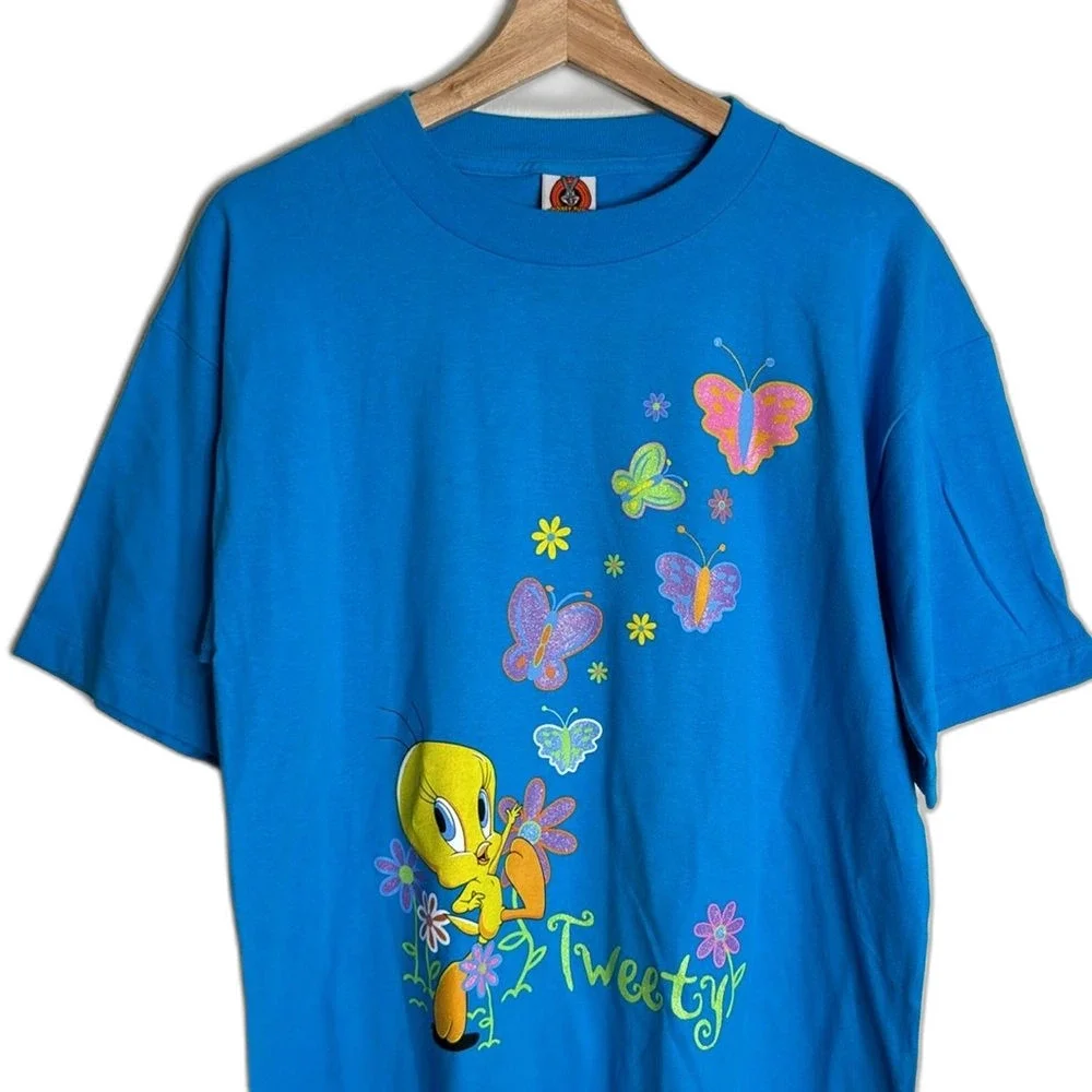 Warner Bros. | Tops | Vtg Looney Tunes 9s Tweety Bird Graphic Shirt ...